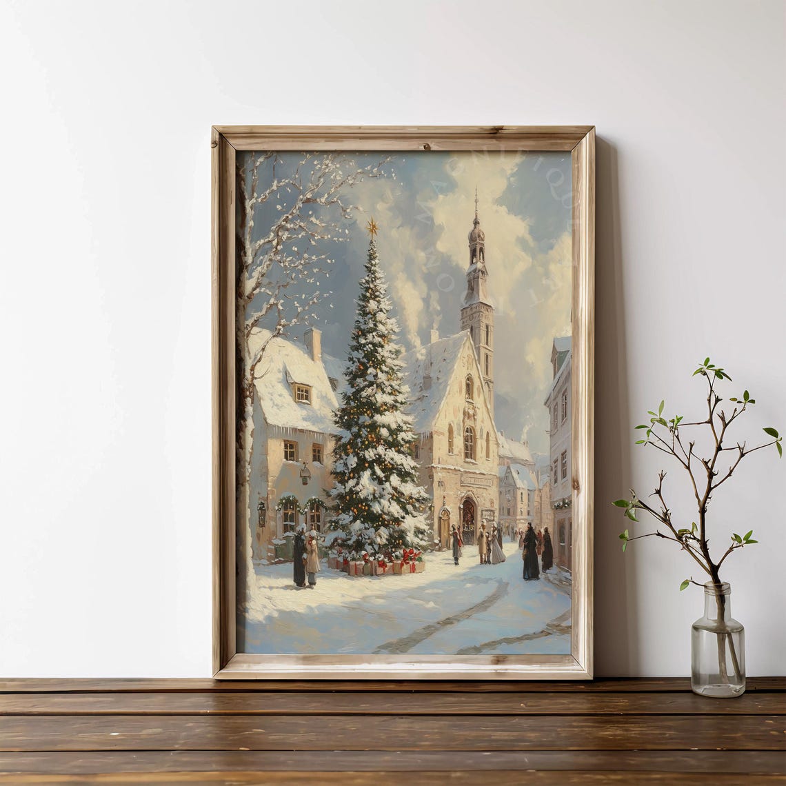 Vintage Christmas Village PRINTABLE Wall Art, Holiday Cottagecore Decor ...