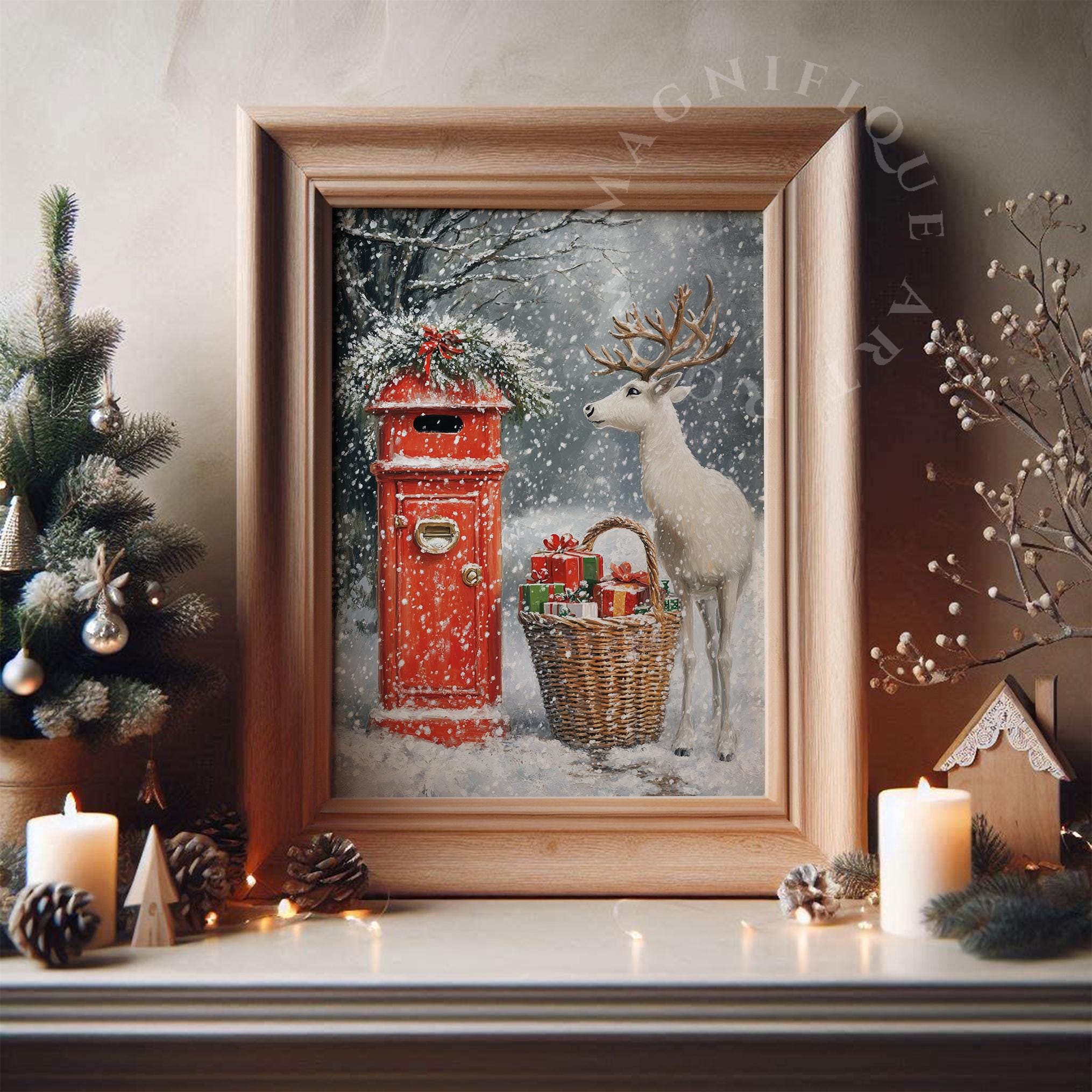 Christmas Reindeer Print, PRINTABLE Wallart, Xmas Farmhouse Holiday ...