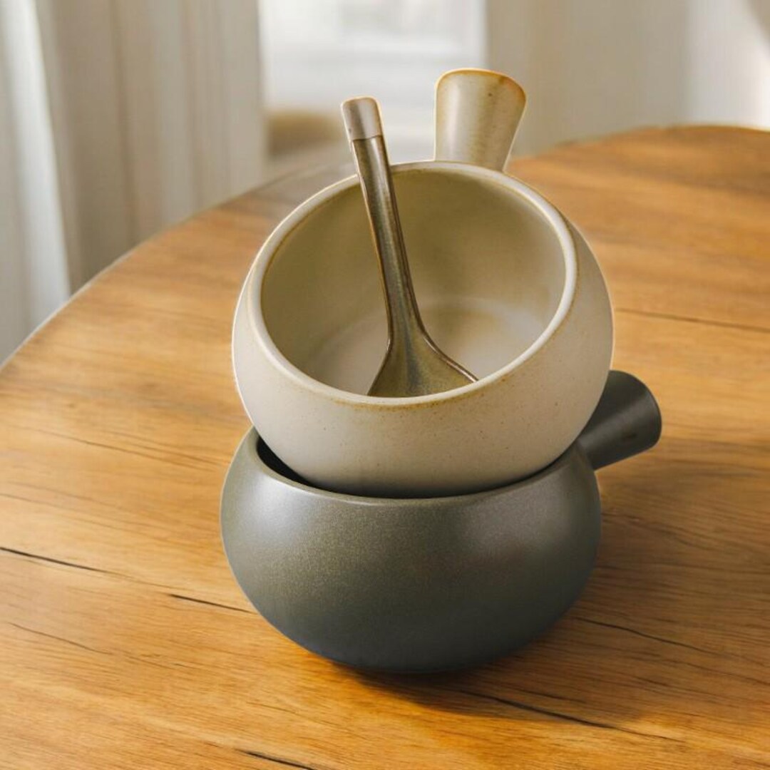 Ceramic Bowl With Handle 550ml Personal Soup Pot for Serving and ...