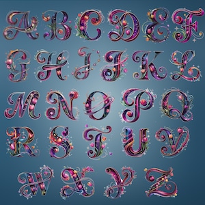 Floral Letters Clipart Bundle 26 English Alphabet Clipart Pastel Floral ...