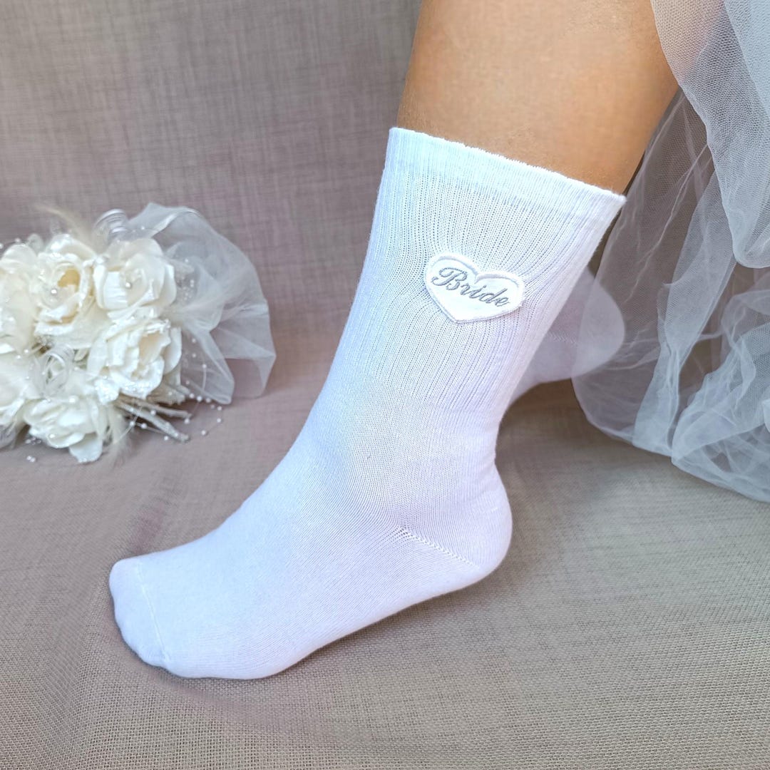 Custom Wedding Sock, Personalized Bridal Sock, Bridesmaid Sock, Bachelorette Favor Sock, Wifey ...