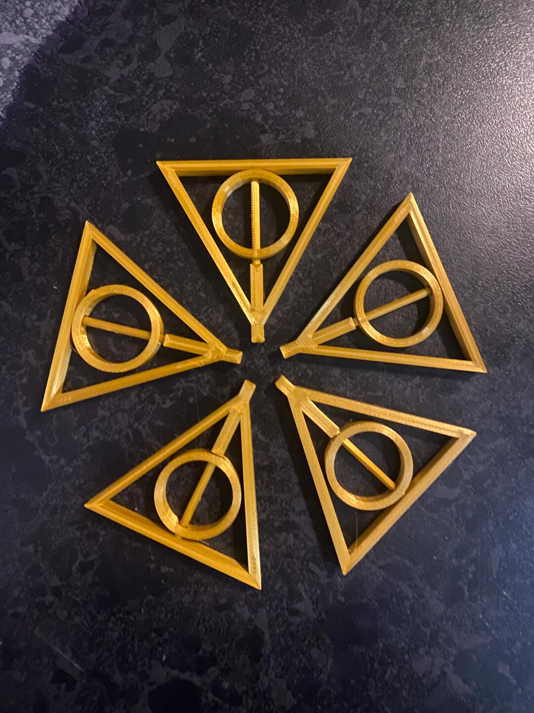 5x Gold Deathly Hallows Tree Decorations: 3D Printed PLA - Etsy