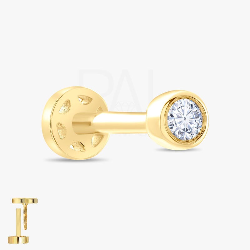 Gold Tragus Piercing 18k - Etsy