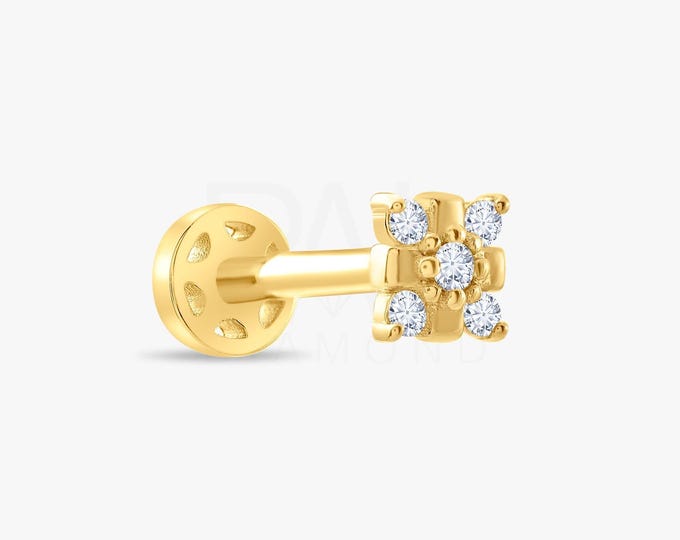 Diamond Tragus Earring, Tiny Tragus Piercing, Gold Tragus Jewelry ...