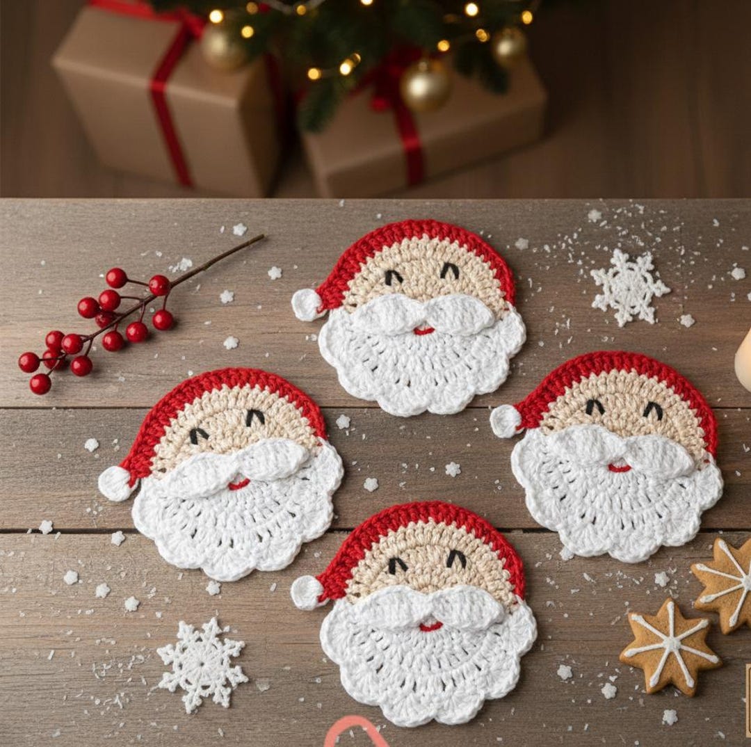 Santa Coaster Crochet PDF Pattern – Christmas Table Decor - Etsy