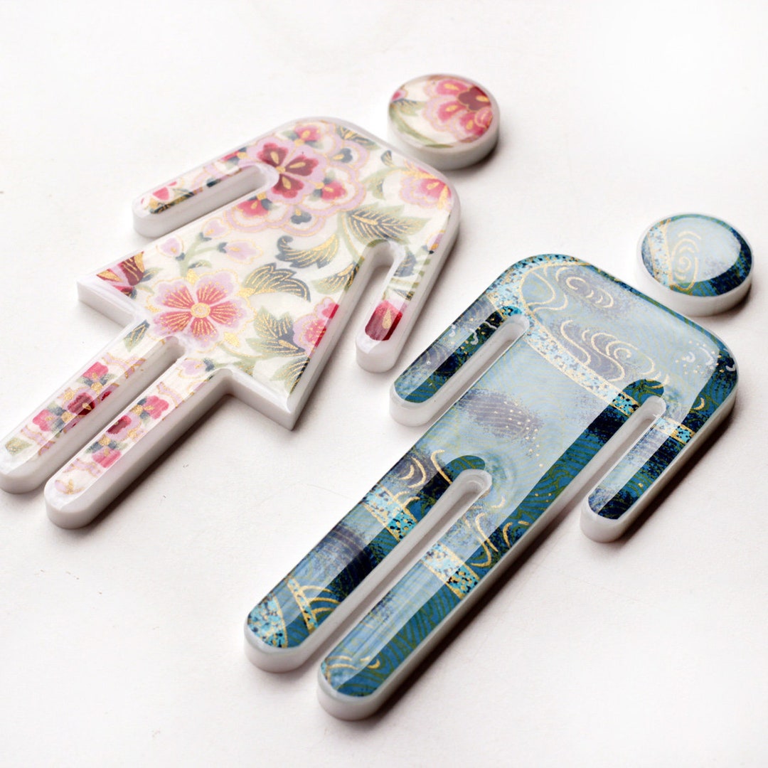 Decor Bathroom Sign, Male/female WC Sign Moroccan-ocean Blue - Etsy