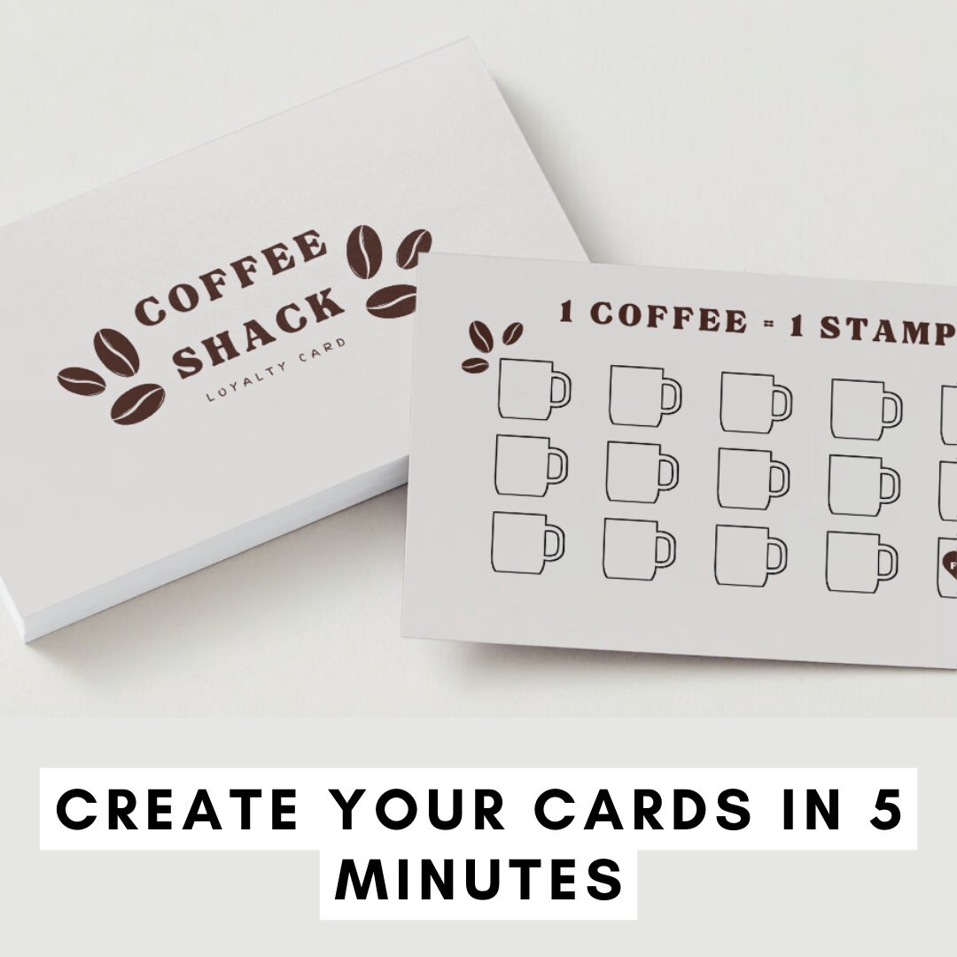 Printable Coffee Shop Loyalty Card Template - Editable Canva Design for ...
