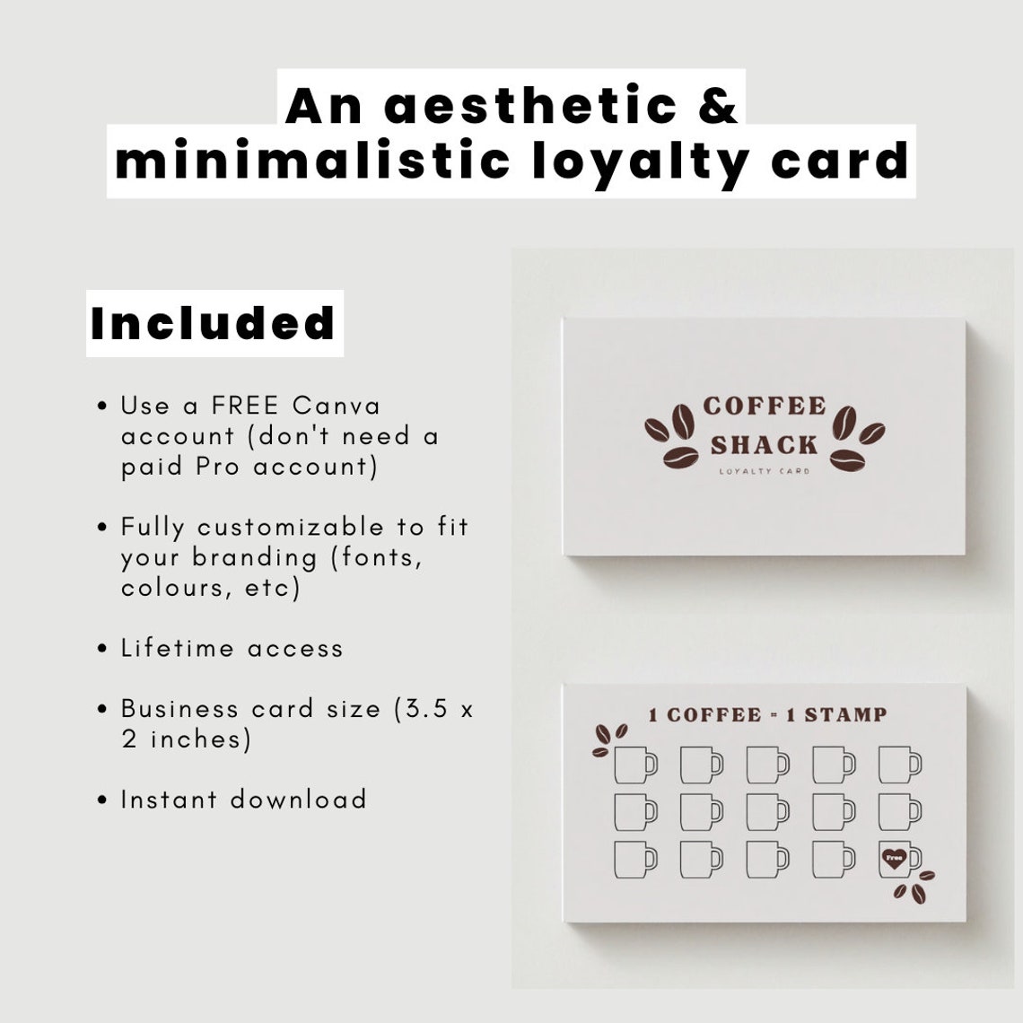Printable Coffee Shop Loyalty Card Template - Editable Canva Design for ...