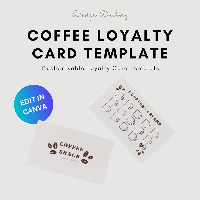 Printable Coffee Shop Loyalty Card Template - Editable Canva Design for ...