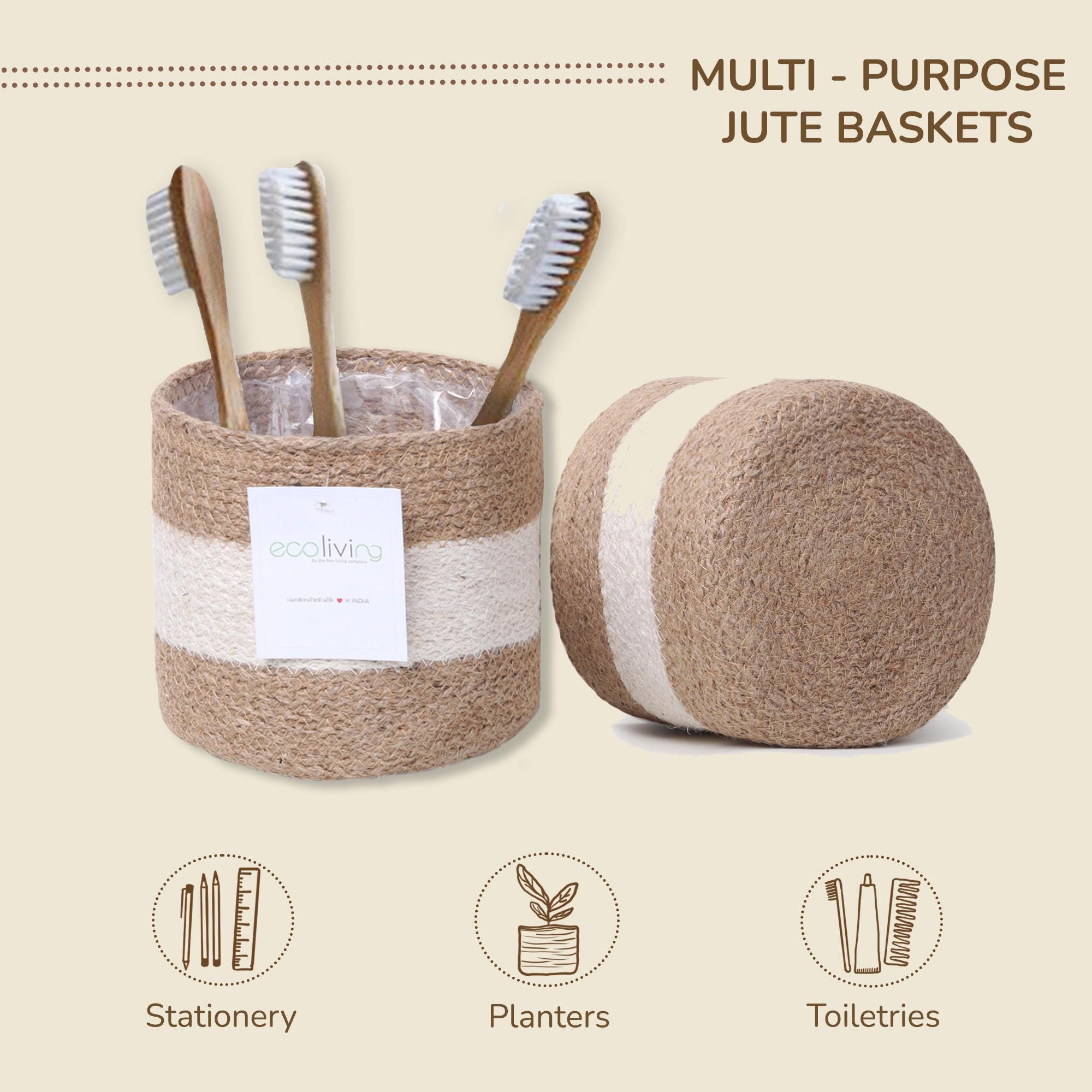 Jute Planters With Waterproof Lining Set of 4, 6.5, Decorative Planter ...