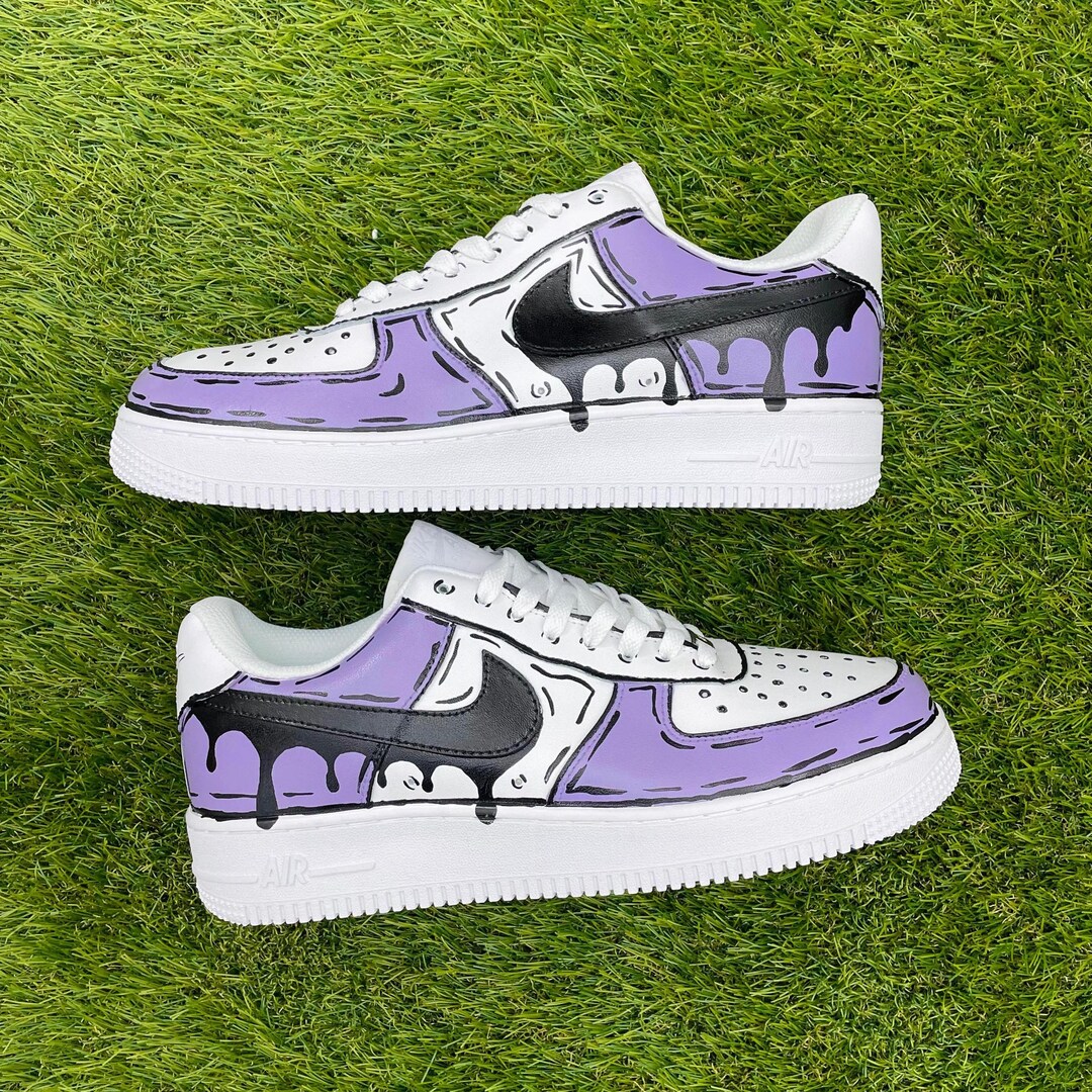 Custom Cartoon Air Force 1 Sneakers Air Force 1 Drip Violet ...