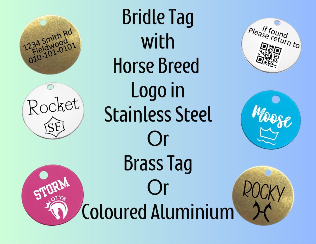 Horse Breed Logo Bridle Tag - Brass / Stainless Steel / Coloured ...