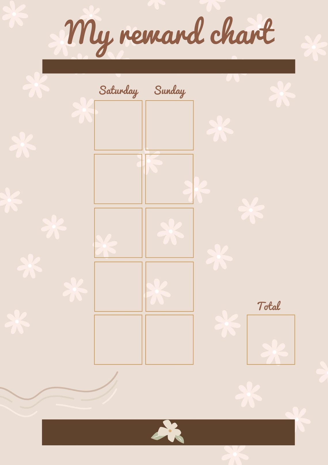 Digital Canva Template Reward Chart Children and Teenagers Beige Taupe ...