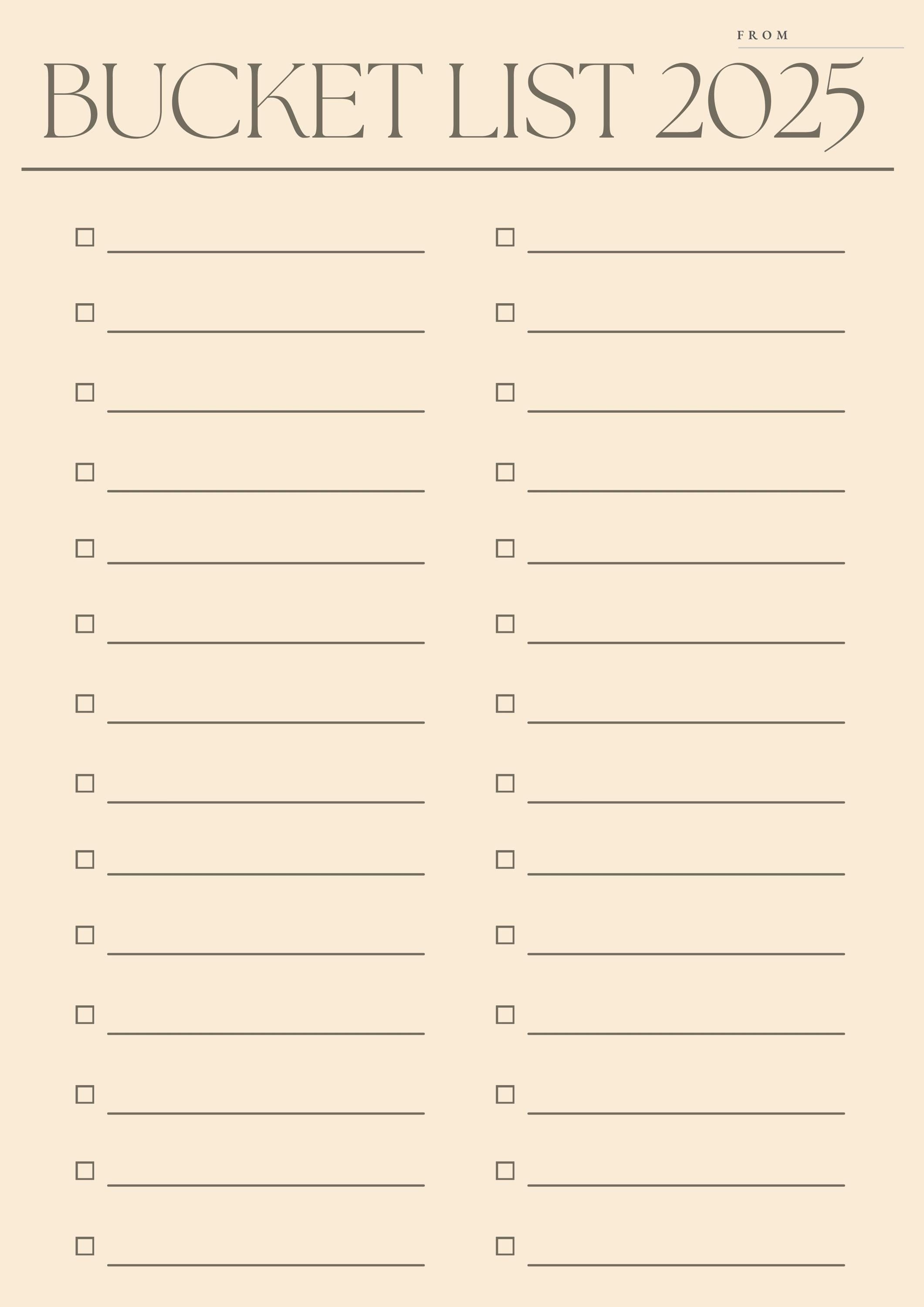 Bucketlist for 2025 - Etsy