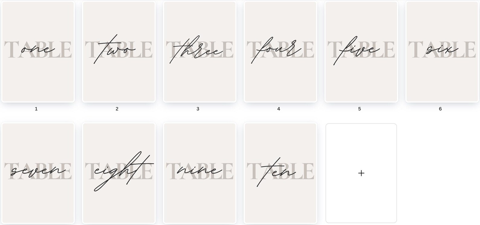 Aesthetic Table Number Sign Card, Aesthetic Table Numbers, Aesthetic ...