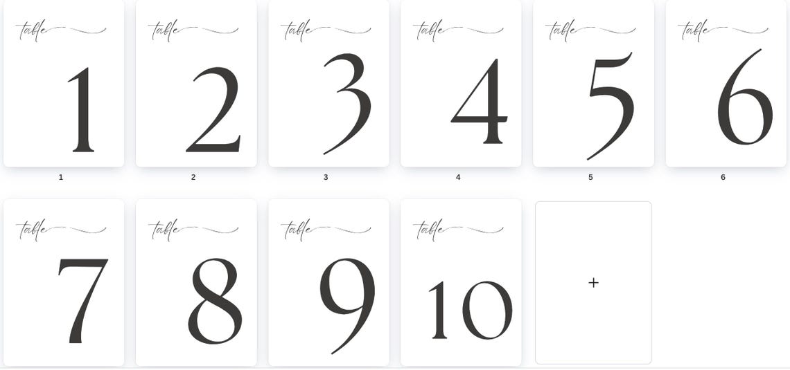 Printable Modern Table Numbers Template, Minimal Table Numbers, Minimal ...
