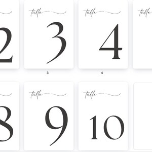 Printable Modern Table Numbers Template, Minimal Table Numbers, Minimal ...