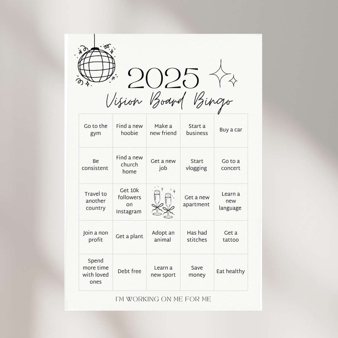 2025 Vision Board Bingo | Editable Canva Template | New Year Goals - Etsy