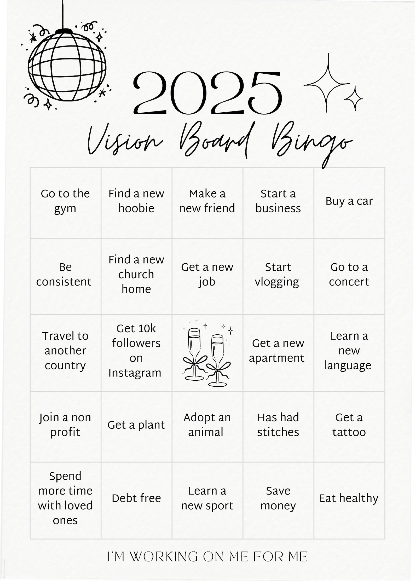 2025 Vision Board Bingo | Editable Canva Template | New Year Goals - Etsy