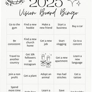 2025 Vision Board Bingo | Editable Canva Template | New Year Goals - Etsy