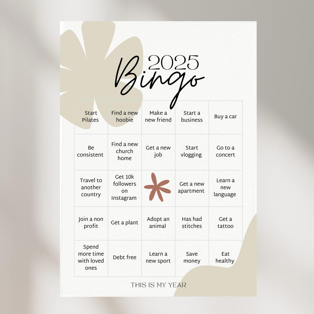 2025 Vision Board Bingo | 100% Editable Canva Template | New Year Goals ...