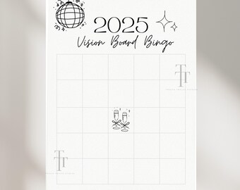 2025 Vision Board Bingo | Editable Canva Template | New Year Goals - Etsy