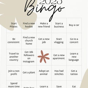 2025 Vision Board Bingo | 100% Editable Canva Template | New Year Goals ...