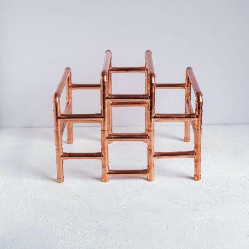 Handmade Recycled Copper Wine Rack | Rustic & Modern Wine Storage (330 ...