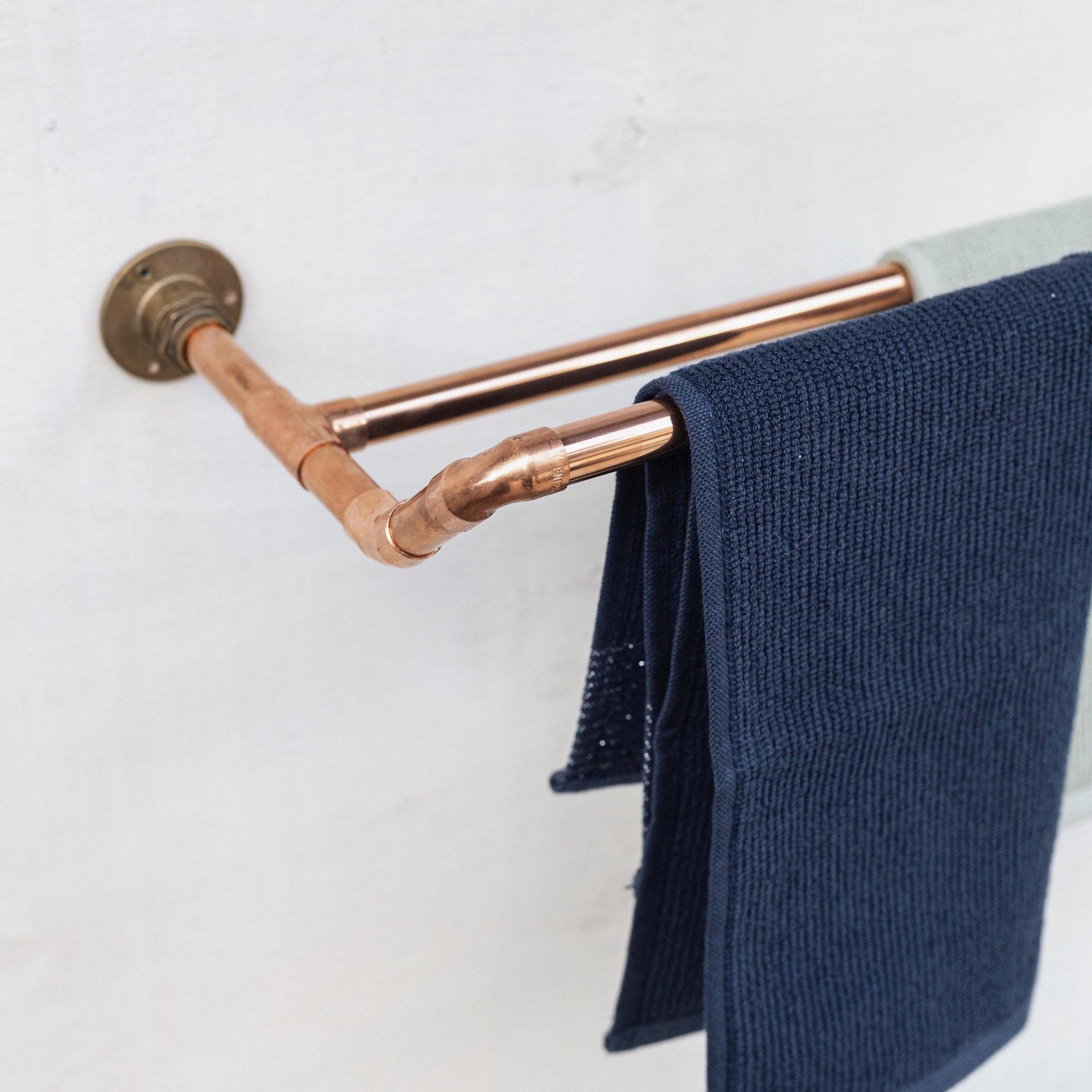 Handcrafted Copper Double Towel Rack | Handmade Copper Towel Bar for ...