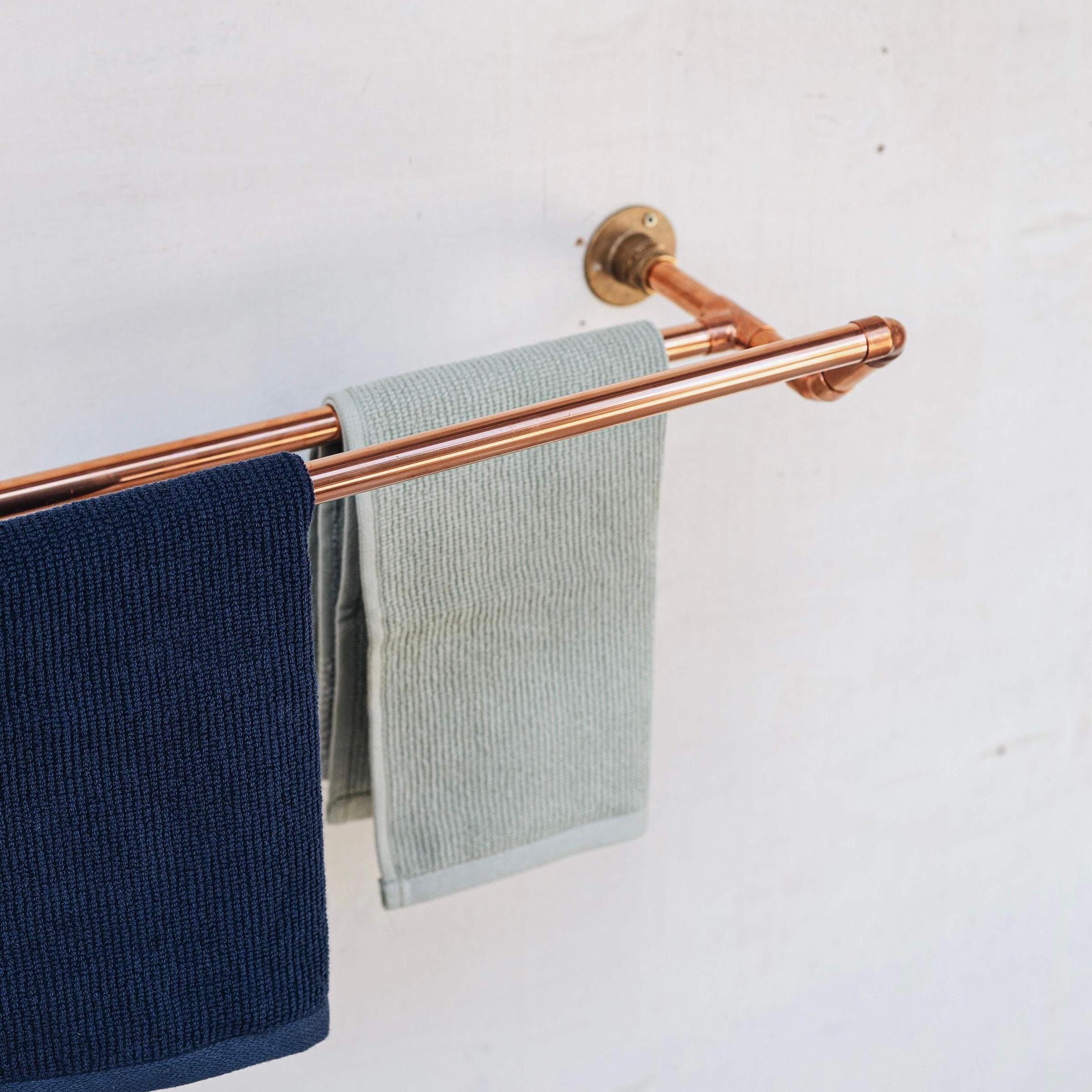 Handcrafted Copper Double Towel Rack | Handmade Copper Towel Bar for ...