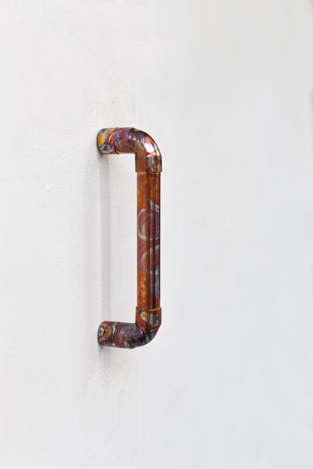 Handcrafted Rainbow Patina Copper Pipe Handle – Industrial Style Copper ...