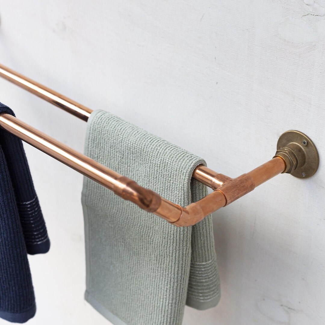 Handcrafted Copper Double Towel Rack | Handmade Copper Towel Bar for ...