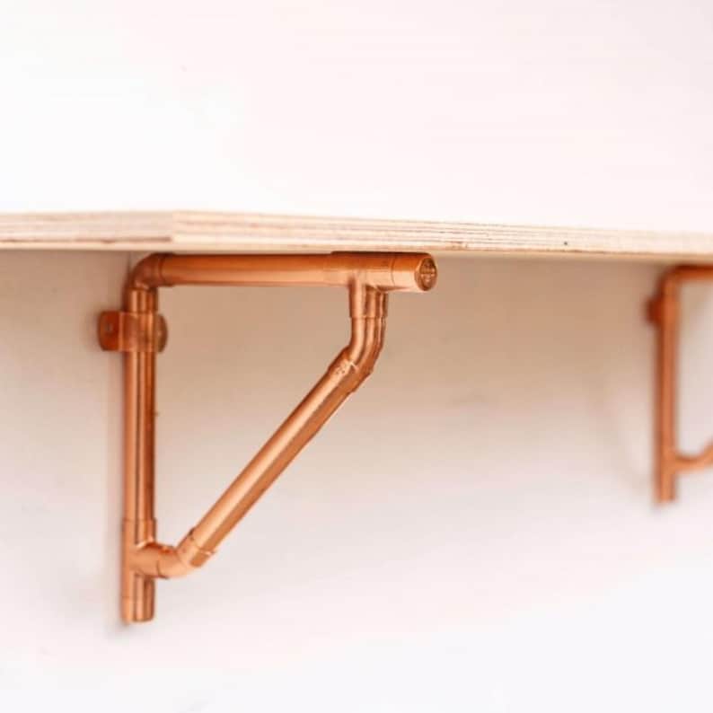 Handmade Copper Pipe Shelf Bracket | Industrial Rustic Decor (set of 2 ...