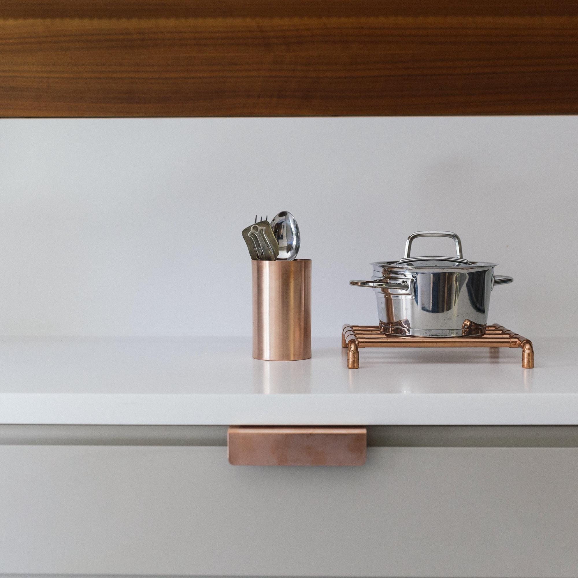 Brushed Copper Finger Pull Handles | Solid Copper Cabinet Handle - Etsy