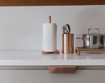 Verdigris Patina Copper Utensil Holder – Handcrafted Solid Copper ...