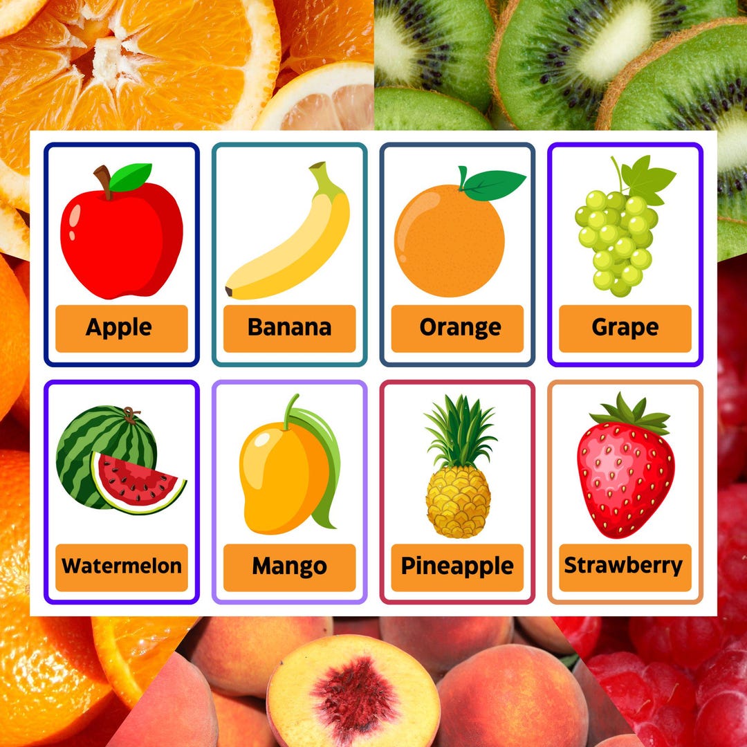 30 Fruits Flashcards for Kids Between 1 and 3 Years Old - Etsy