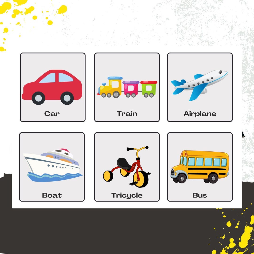 30 Vehicles Flashcards for Kids Between 1 and 3 Years Old - Etsy
