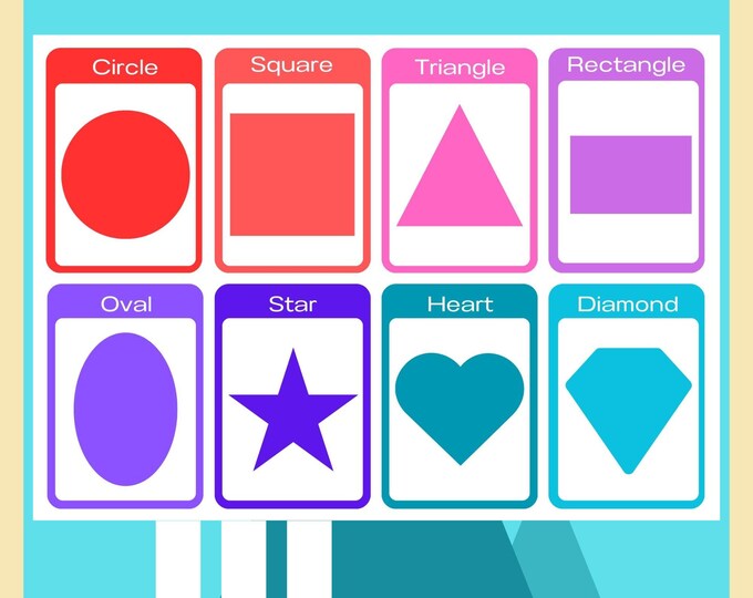 30 Shape Flashcards Printable for Kids Between 1 and 3 Years Old - Etsy