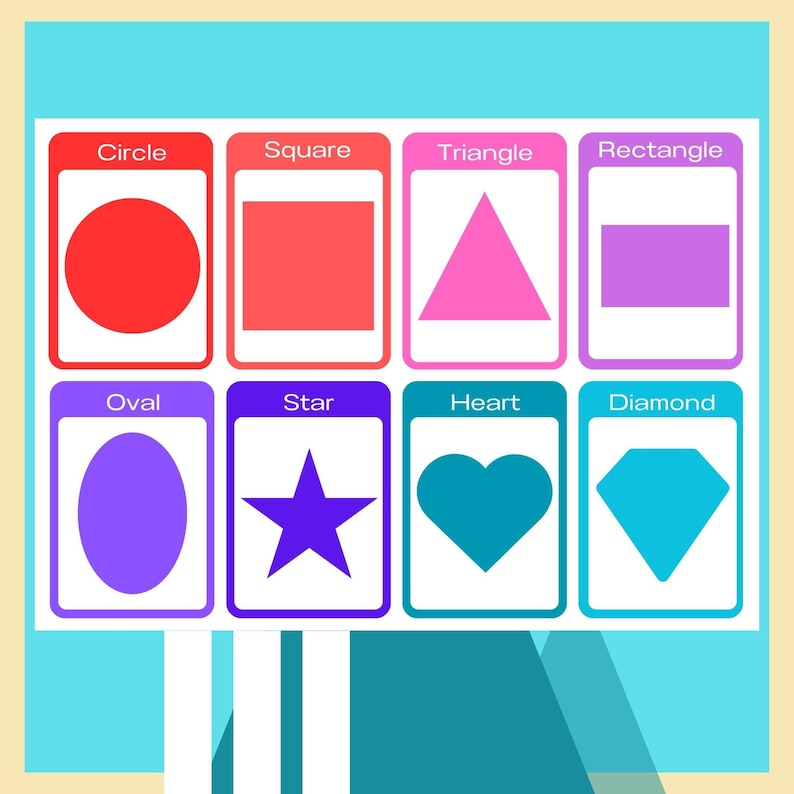 30 Shape Flashcards Printable for Kids Between 1 and 3 Years Old - Etsy