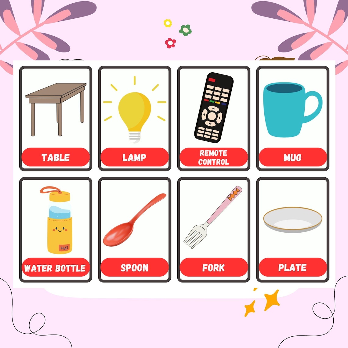 30 Everyday Objects Flashcards for Kids Between 1 and 3 Years Old. - Etsy