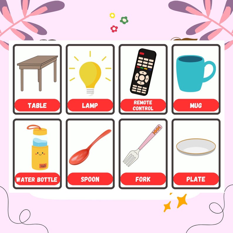 30 Everyday Objects Flashcards for Kids Between 1 and 3 Years Old. - Etsy
