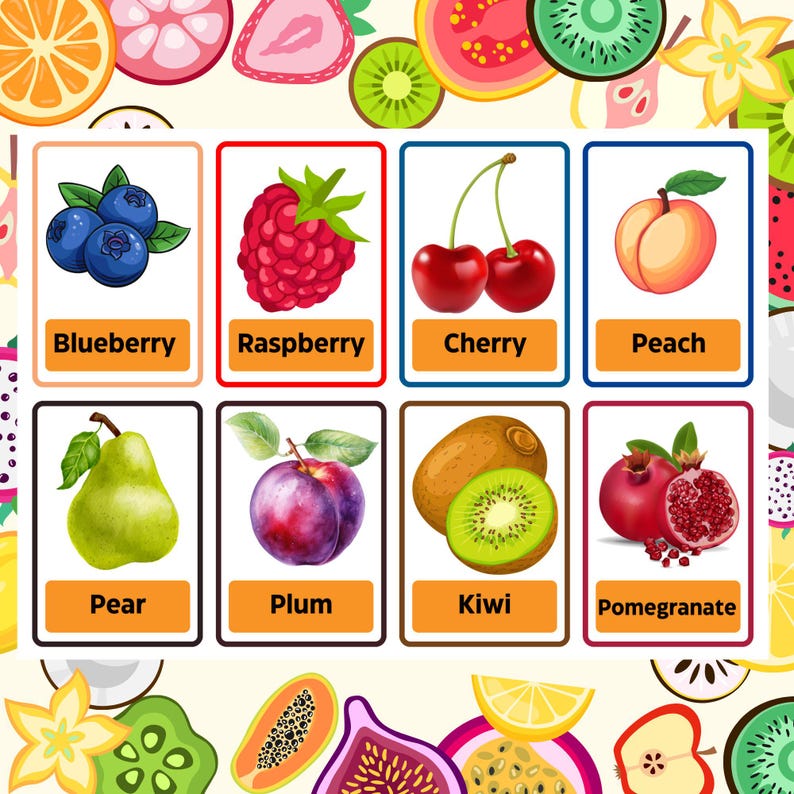 30 Fruits Flashcards for Kids Between 1 and 3 Years Old - Etsy