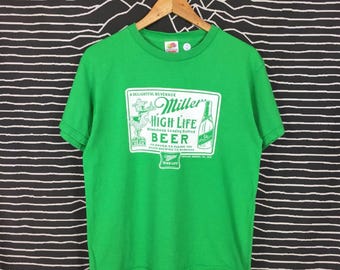 Vintage 70s/80s MILLER High Life All Over Print BEER Logo Ringer T ...
