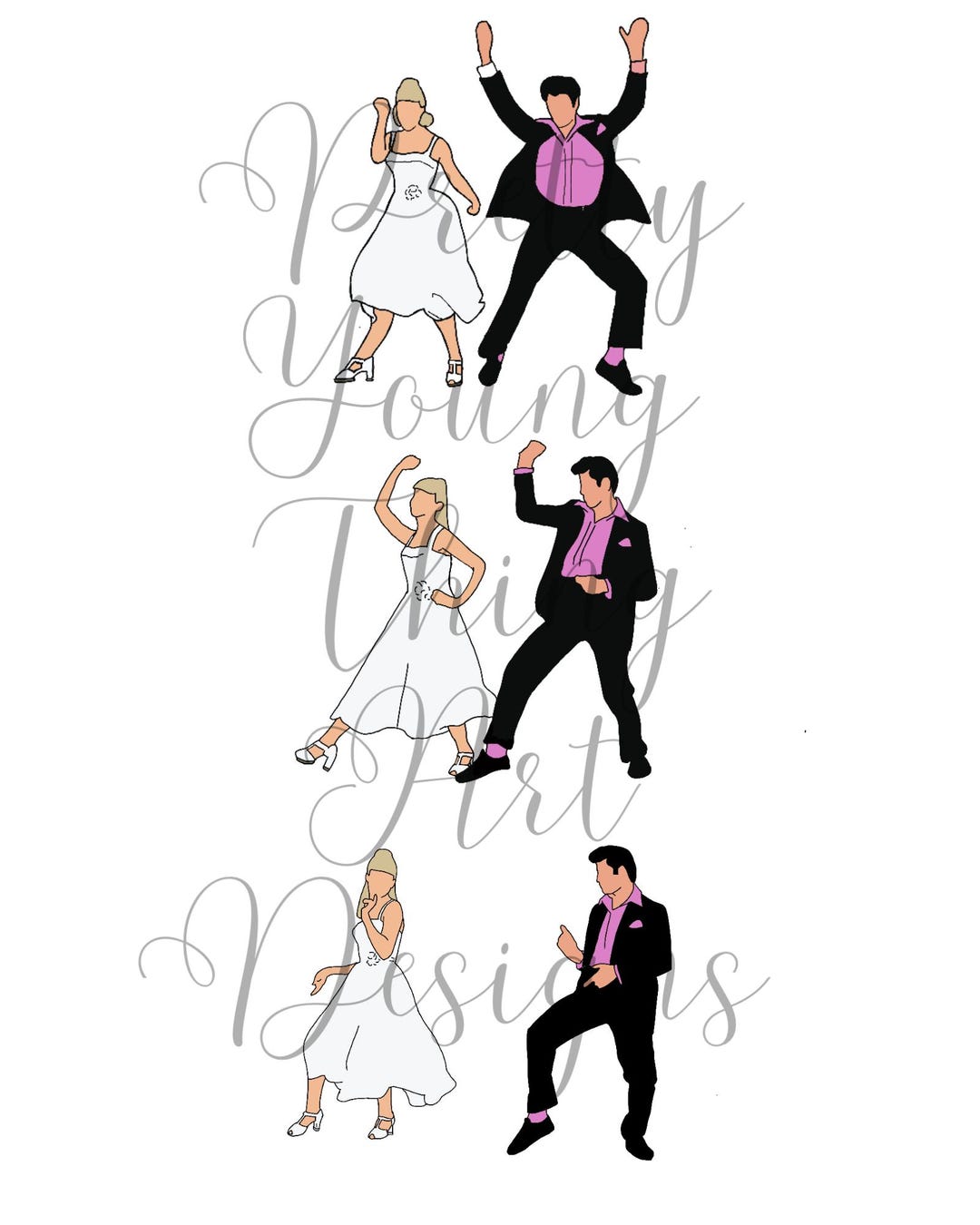 Handjive, Grease Film Fan Art, Danny Zuko, Sandy Olsen. - Etsy