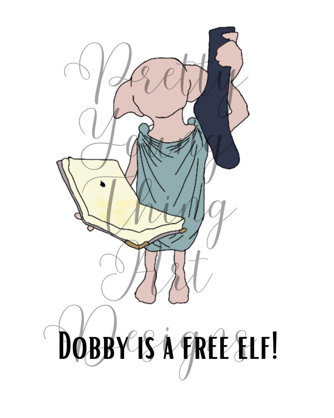 Dobby is a Free Elf! Dobby Has Been Given a Sock. Harry Potter Fan Art ...