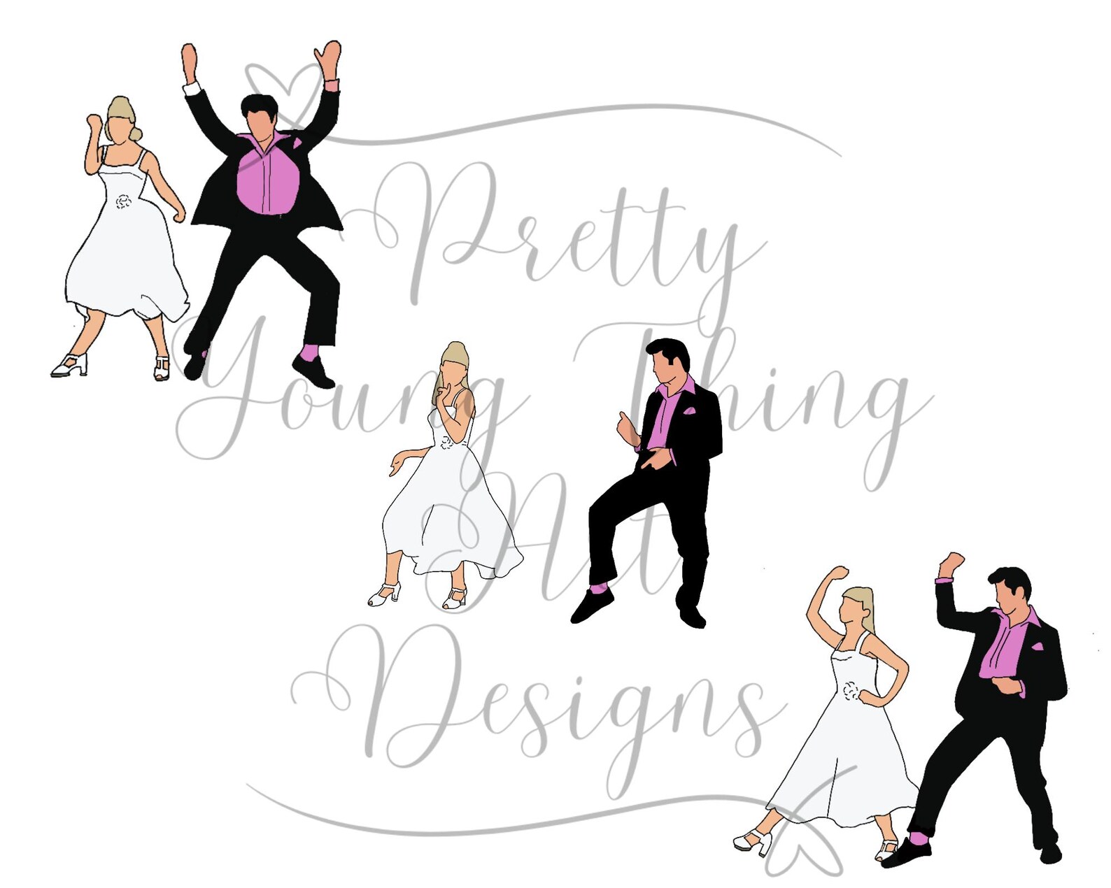 Handjive, Grease Film Fan Art, Danny Zuko, Sandy Olsen. - Etsy