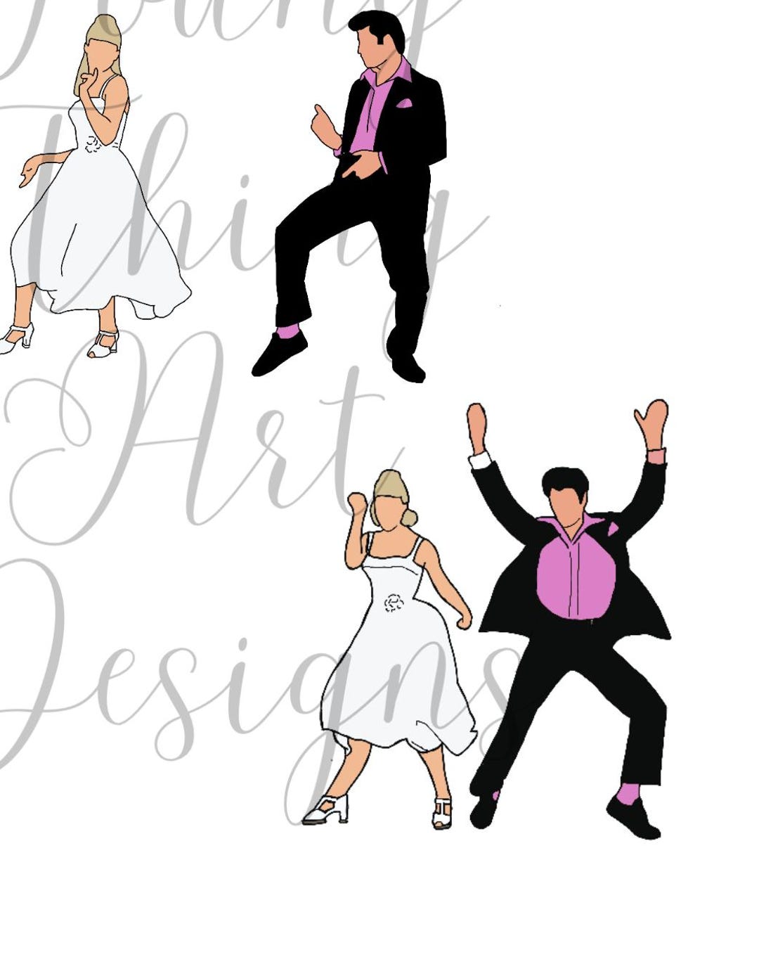 Handjive, Grease Film Fan Art, Danny Zuko, Sandy Olsen. - Etsy
