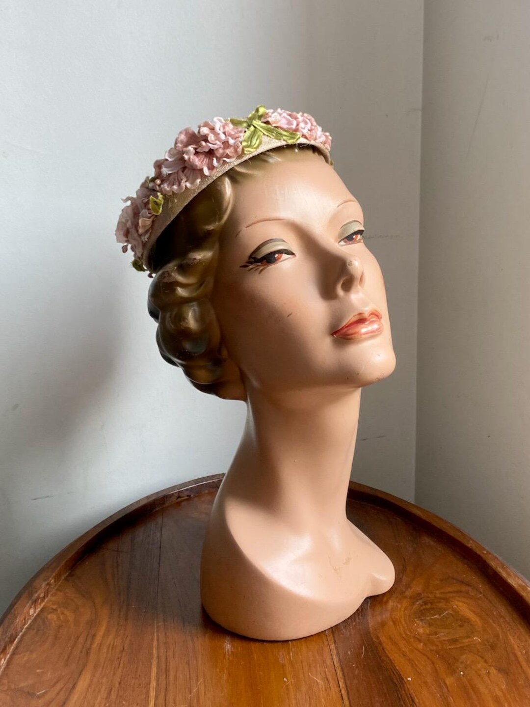 1950s Floral Halo Hat / 50s Pink Mini Hat With Velvet Flowers - Etsy