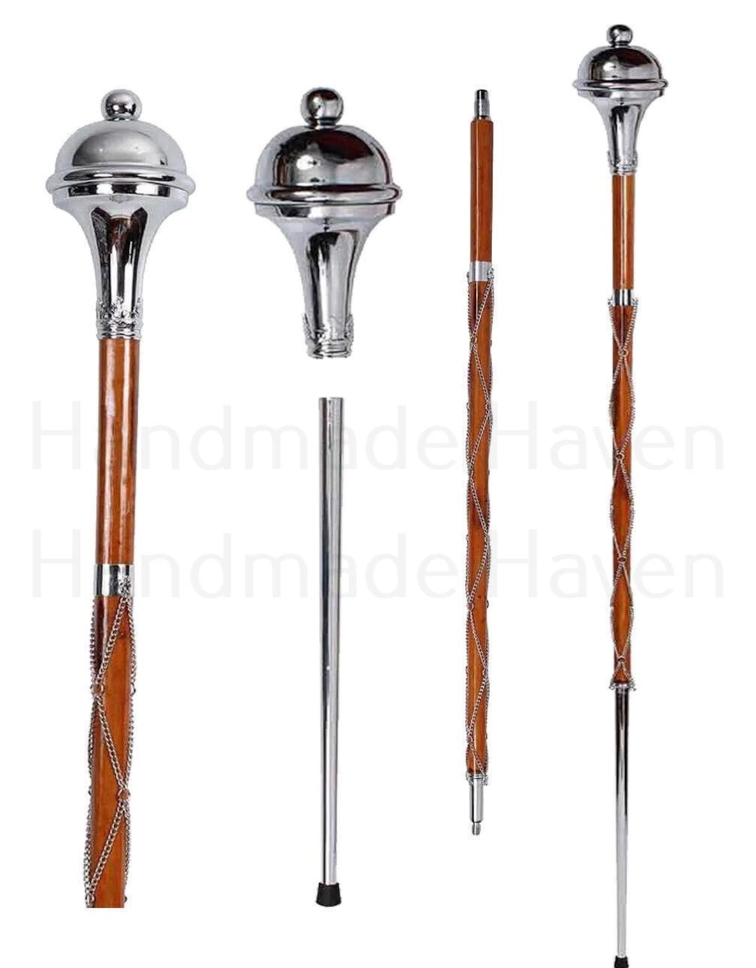 Drum Major Mace Stave & Stick Plain Head Ball Top Chrome Three Part - Etsy