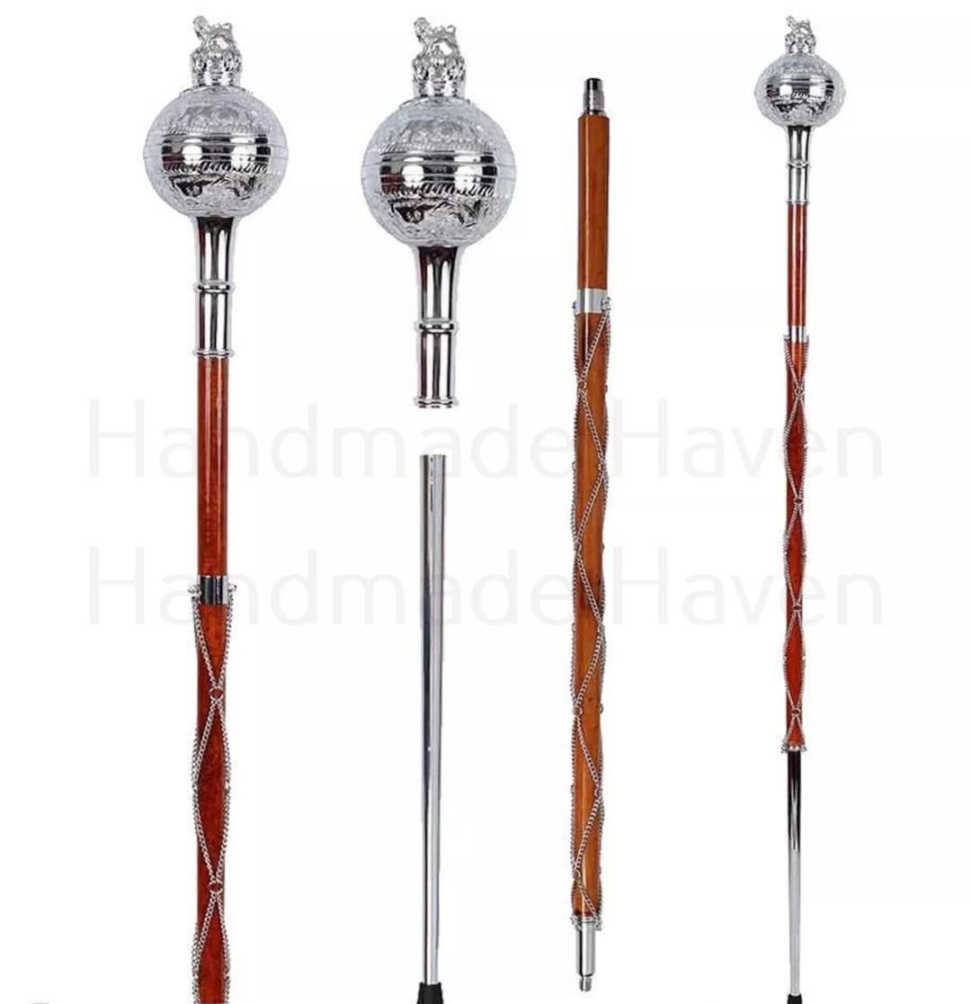 Drum Major Mace Stave & Stick Plain Head Ball Top Chrome Three Part - Etsy
